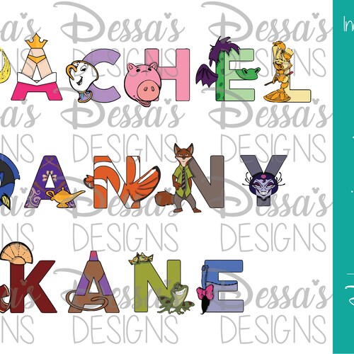 Character Alphabet Sublimation Design - Etsy