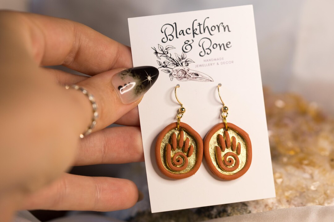 Handprint Cave Art Earrings - Polymer Clay Jewellery for History ...