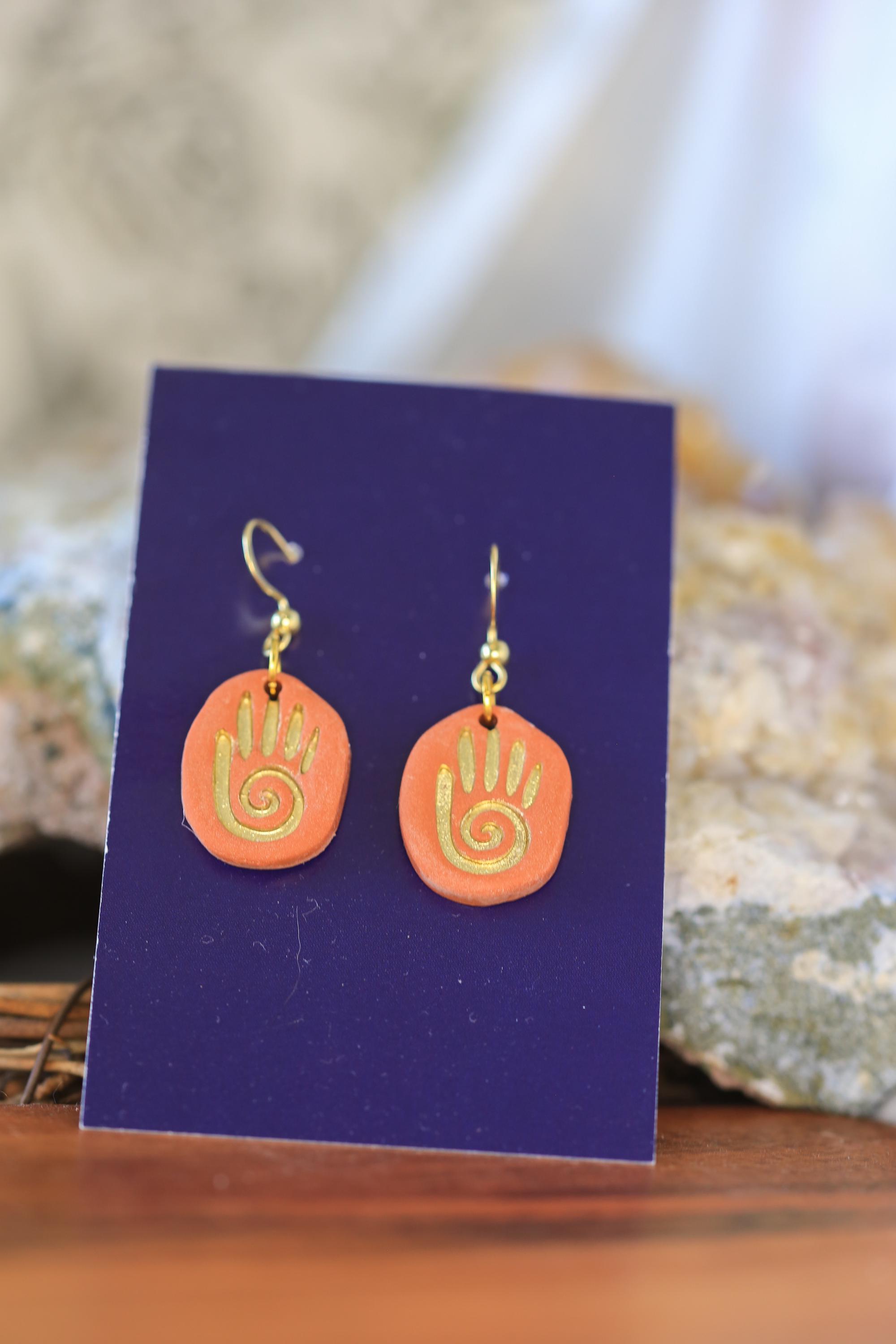 Ancient Handprint Earrings - Handmade Polymer Clay Earrings With Gold ...