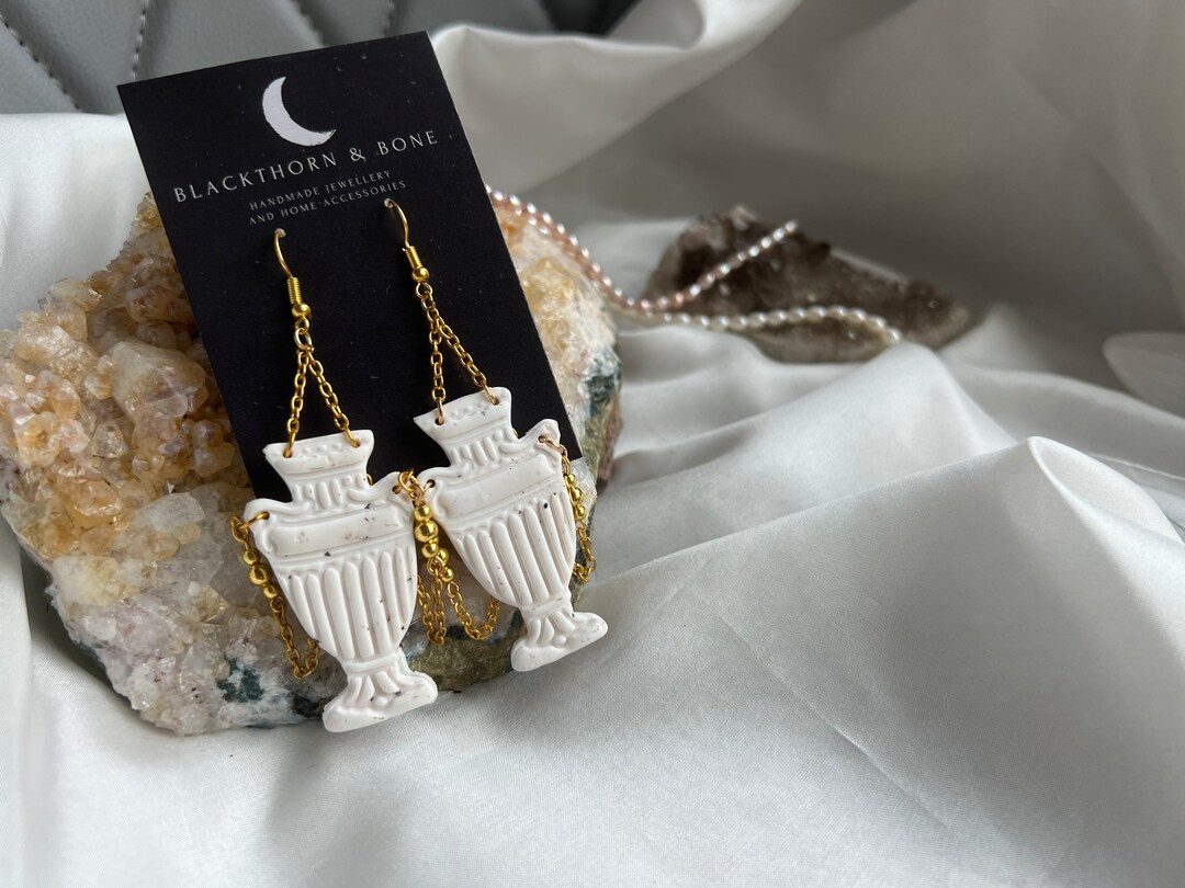 Large Statement Roman Vase Earrings With Chain | History Gifts ...