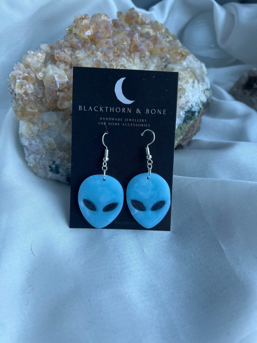 Glow in the Dark Alien Earrings (blue) - Alien Jewellery, Fun Earrings ...