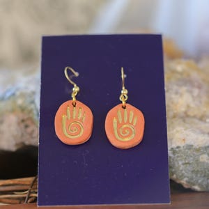 Ancient Handprint Earrings - Handmade Polymer Clay Earrings With Gold ...