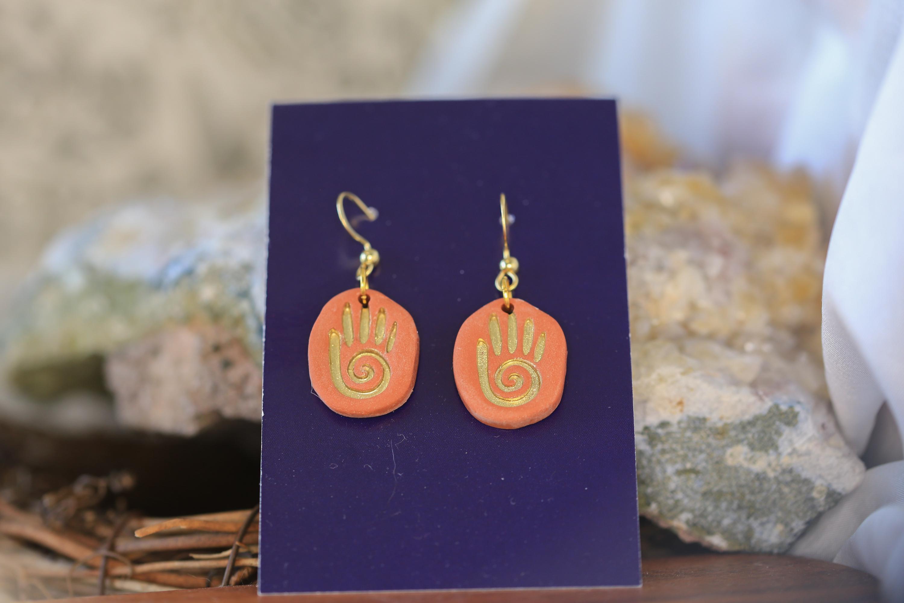 Ancient Handprint Earrings - Handmade Polymer Clay Earrings With Gold ...