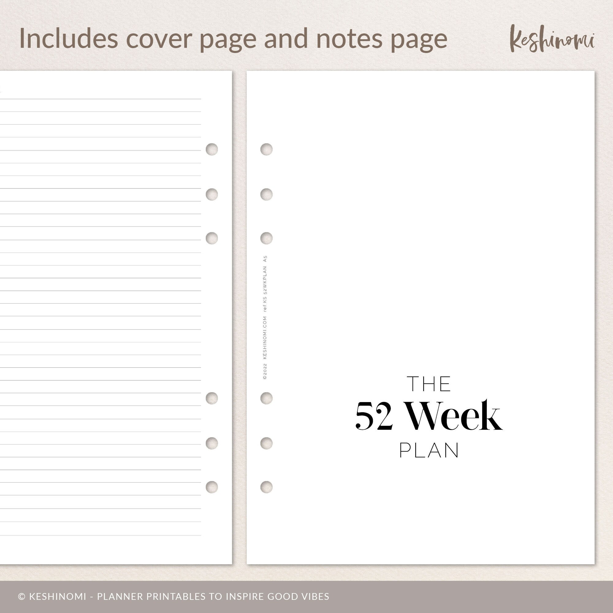 52 Week Plan, Printable A5 Planner Insert, Quarterly Goal Planning ...