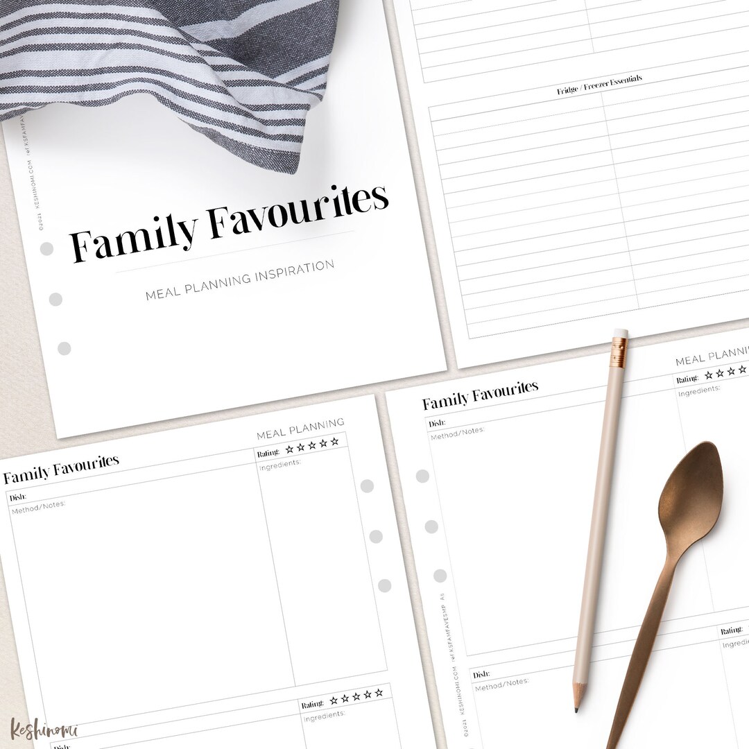Family Favourites Meal Planning Inspiration for Weekly Menu Prep, A5 ...