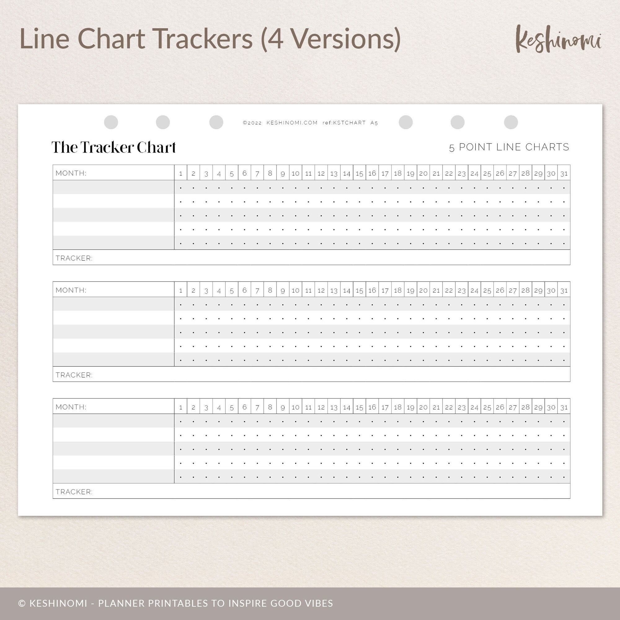 A5 Line Chart Tracker, Planner Printable Insert for Habit Tracking ...