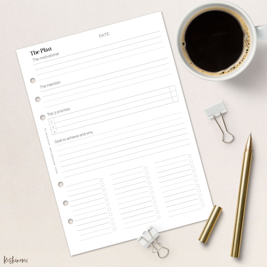 The Plan PRINTABLE A5 Planner Insert. Easily Plan Your Day, Week or ...