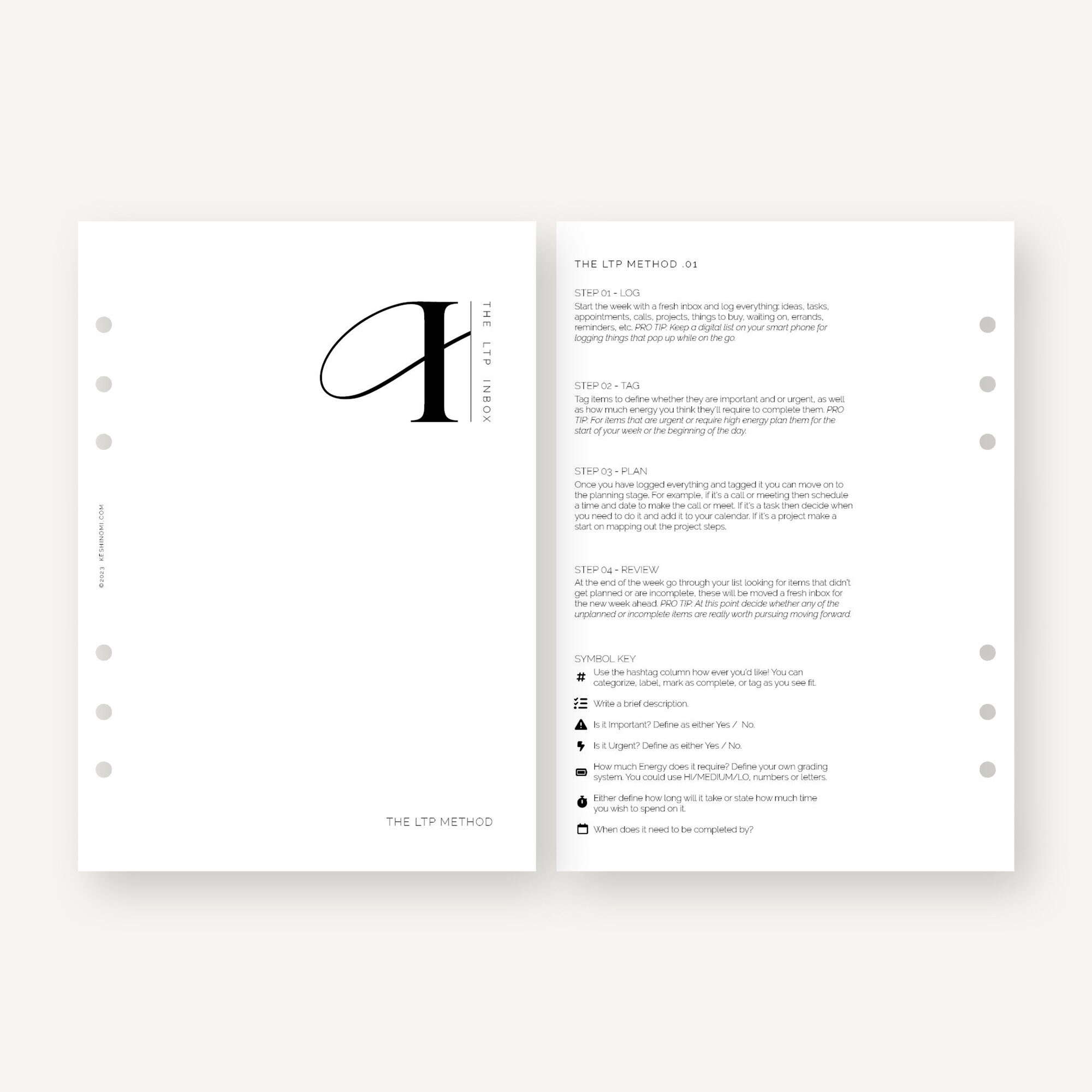 The LTP Method A5 Printable Planner Insert Time and Task - Etsy