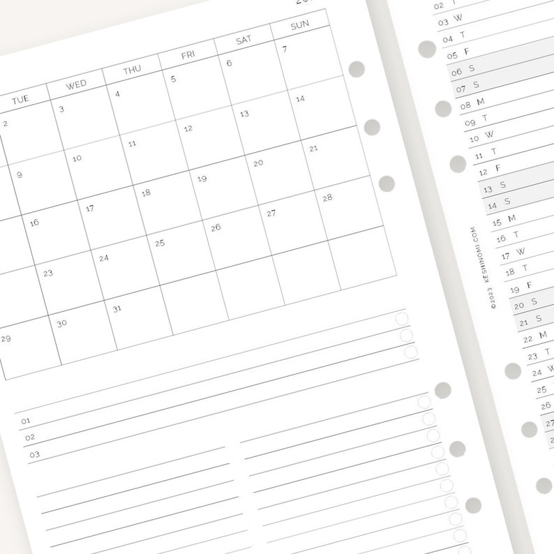 Elegant 2024 Basic Monthly A5 Printable Planner Insert, 1 Month at a Glance, Cover Dashboard ...