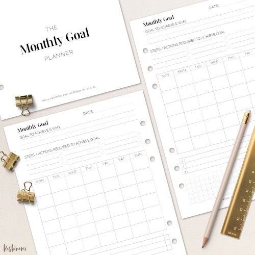MONTHLY PRINTABLE Planner Dashboard Set Inserts for A5 A4 - Etsy