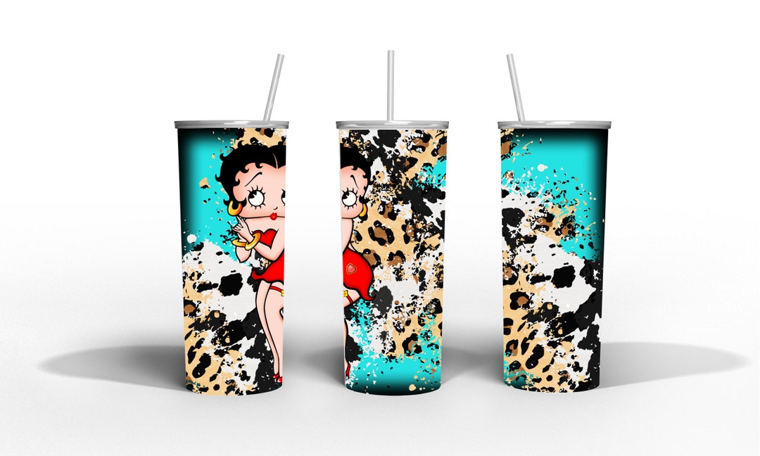 Betty Boop Tumbler Wrap, Sublimation Leopard Print Skinny Tumbler Wrap ...