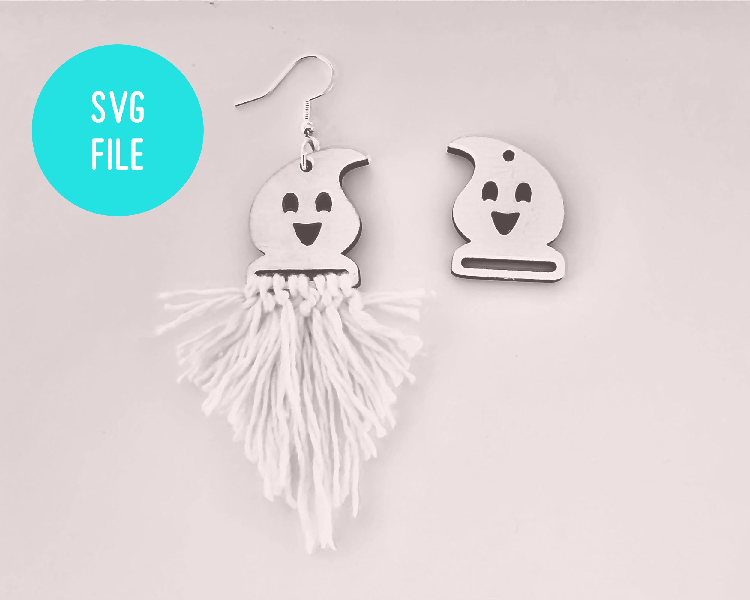 Macrame Ghost Earring SVG Halloween Laser Cut File Boho - Etsy