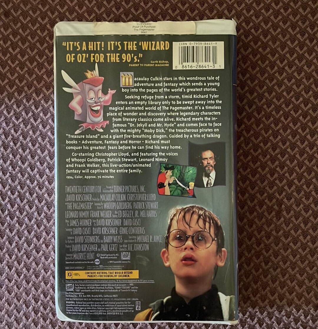 20th Century Fox Family Feature the Pagemaster VHS 1995 - Etsy Canada