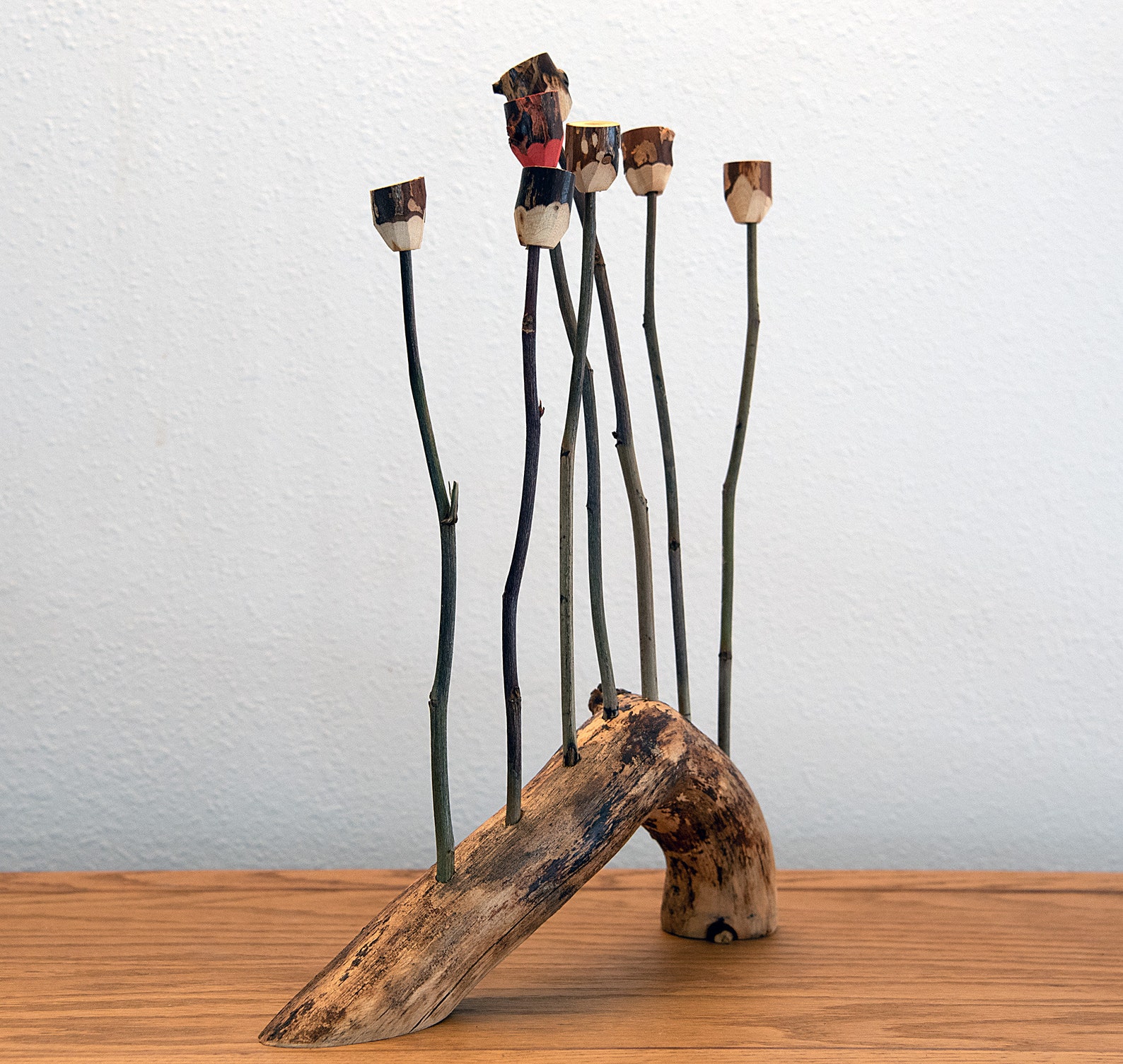 Roses Wood Art - Arrangement of 7 Hand-carved Wooden Roses on Rose ...