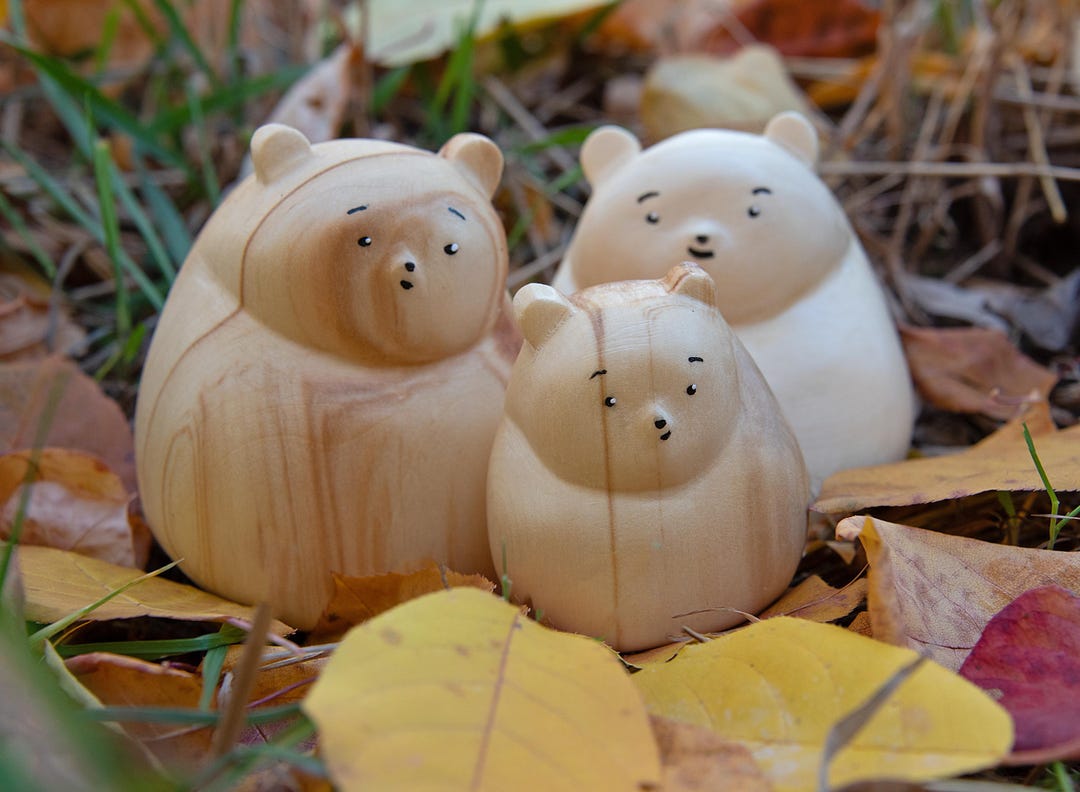 Three Little Bears, Set, Handmade of Aspen Wood, Bears Measure 2.75 ...