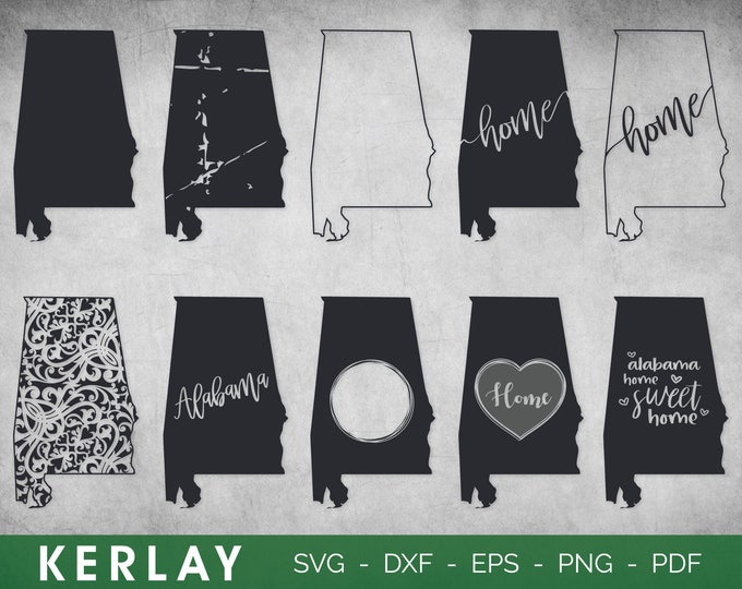 Alabama State SVG Bundle, Alabama SVG Bundle, Distressed Alabama SVG ...