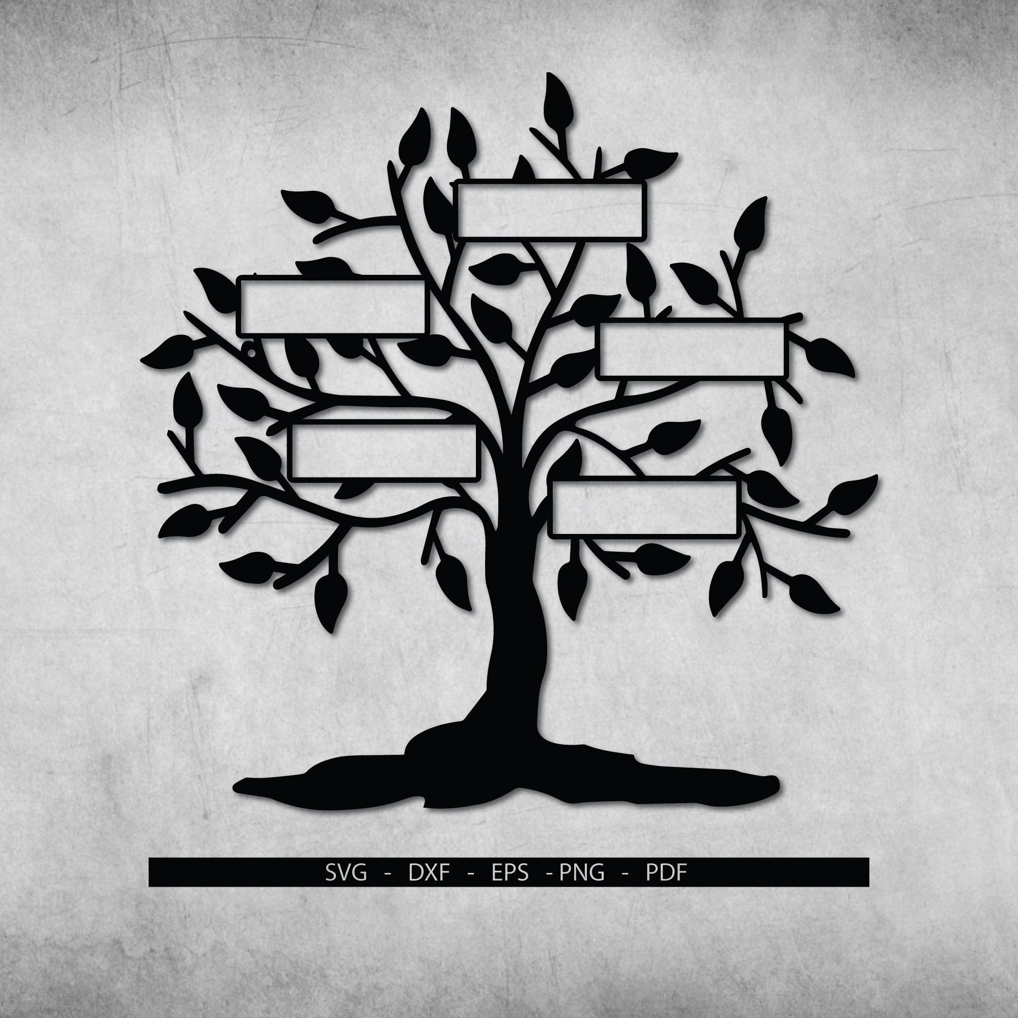 Family tree SVG 5 names tree cutting files tree design tree | Etsy