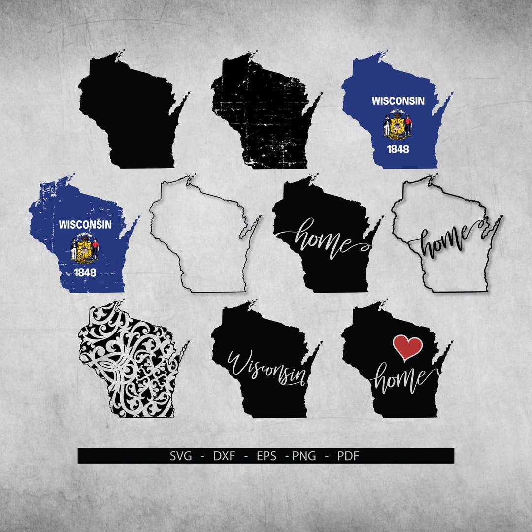 Wisconsin State SVG Bundle, Wisconsin SVG Bundle, Distressed Wisconsin ...