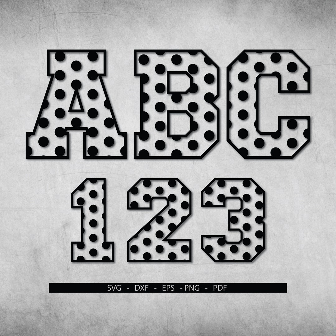 Polka Dot Font SVG, Monogram SVG, Polkadot Monogram, Polka Dot Letters, Polka Dot Numbers ...