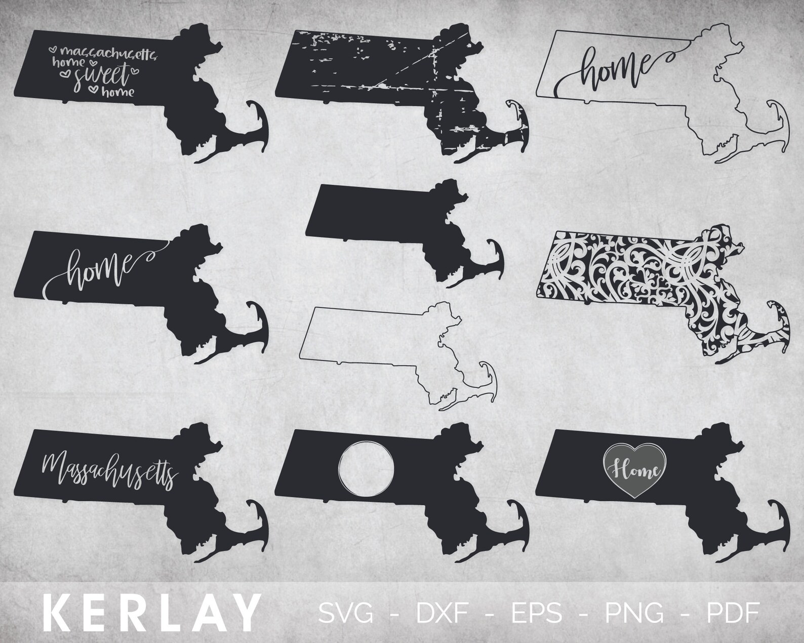 Massachusetts State SVG Bundle Instant Download Commercial - Etsy