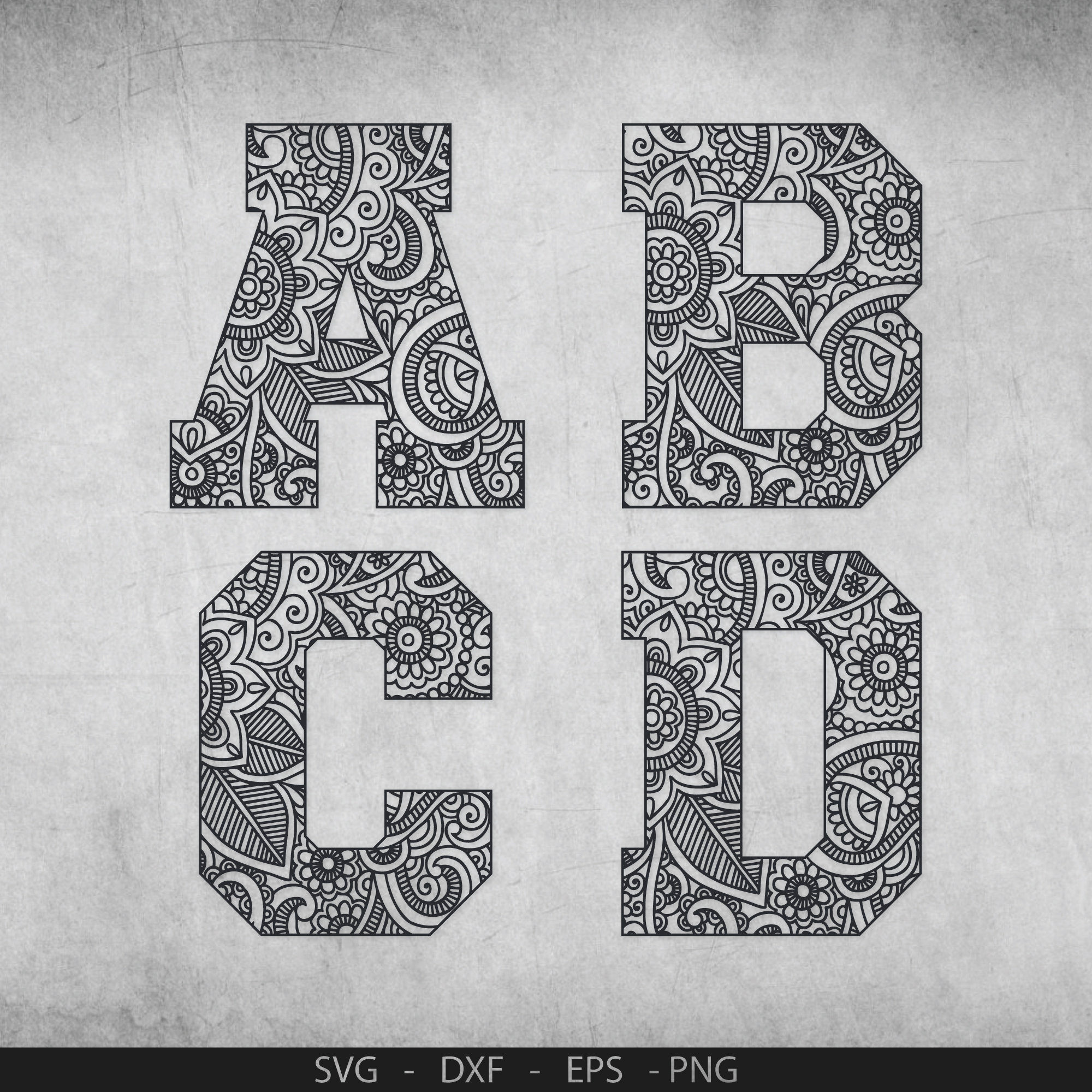 Zentangle letters svg Zentangle alphabet svg Zentangle doodle svg ...