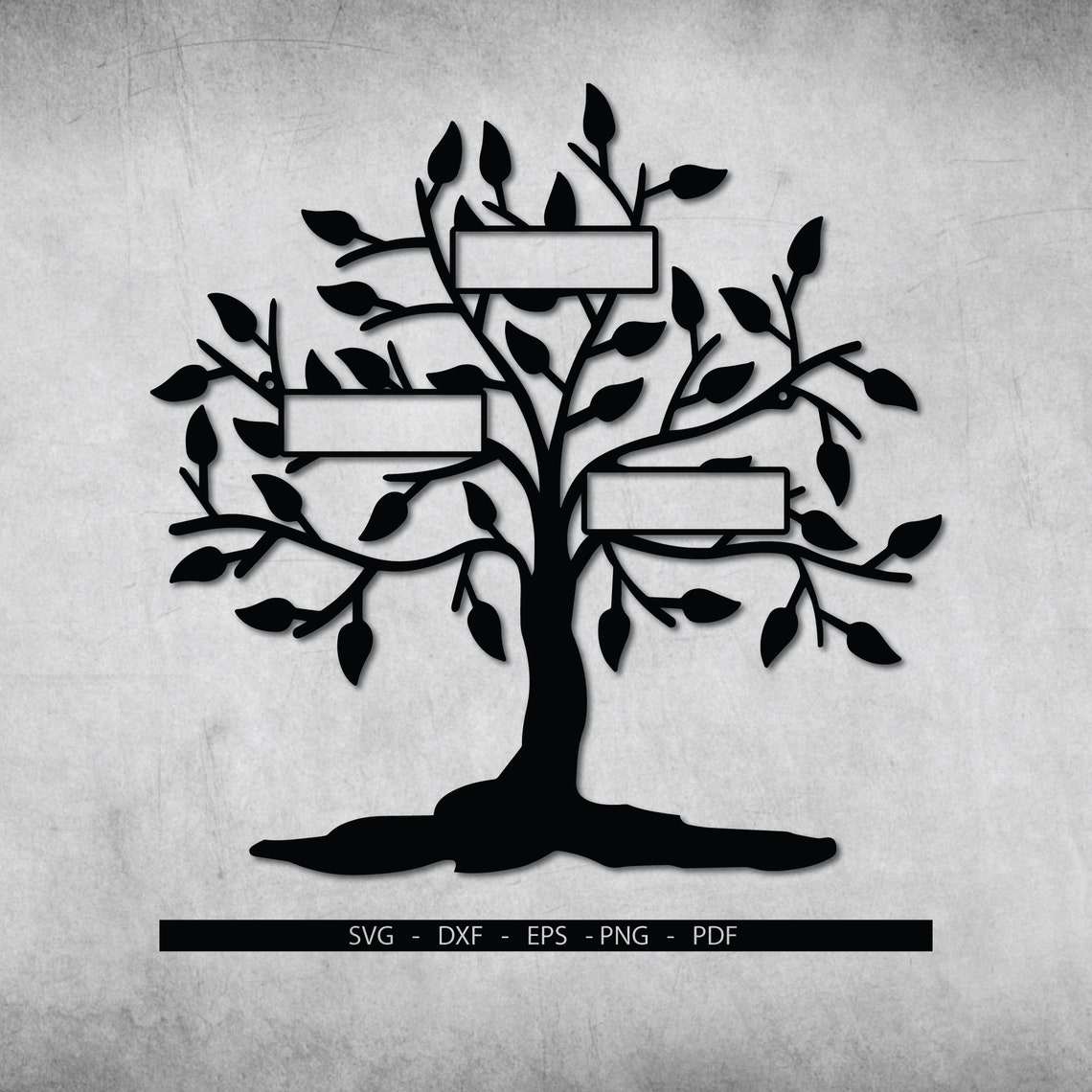 Family Tree SVG 3 Names Tree Cutting Files Tree Design Tree | Etsy