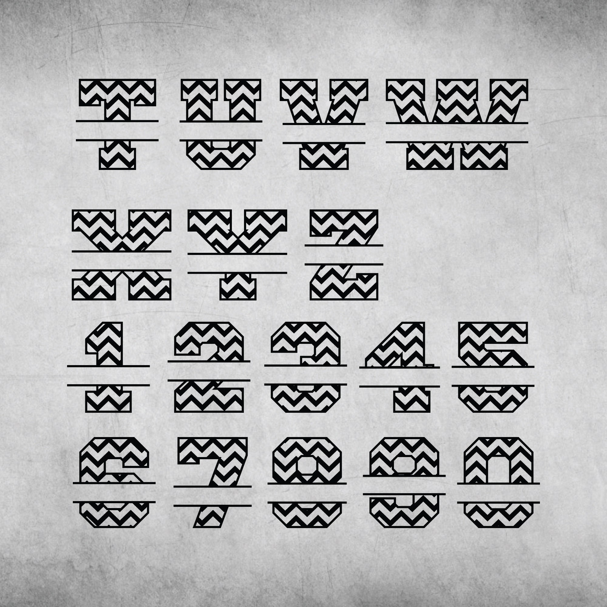Chevron Split Letter Alphabet