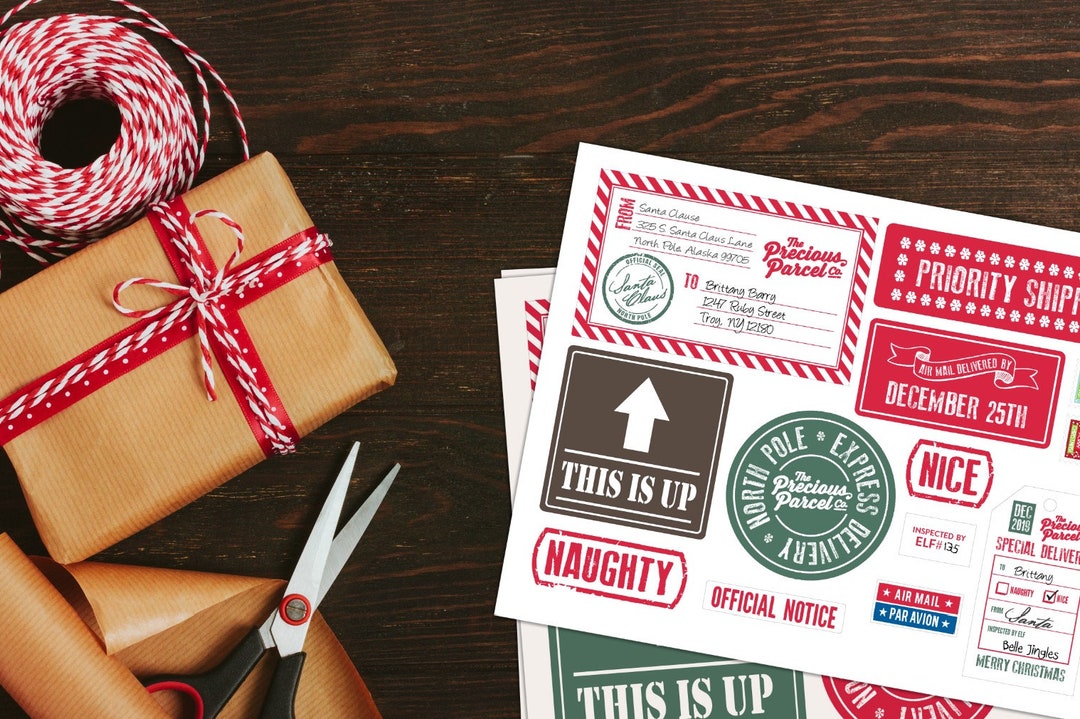 Personalized Gift Tags and Gift Wrap Decals - Digital Christmas ...