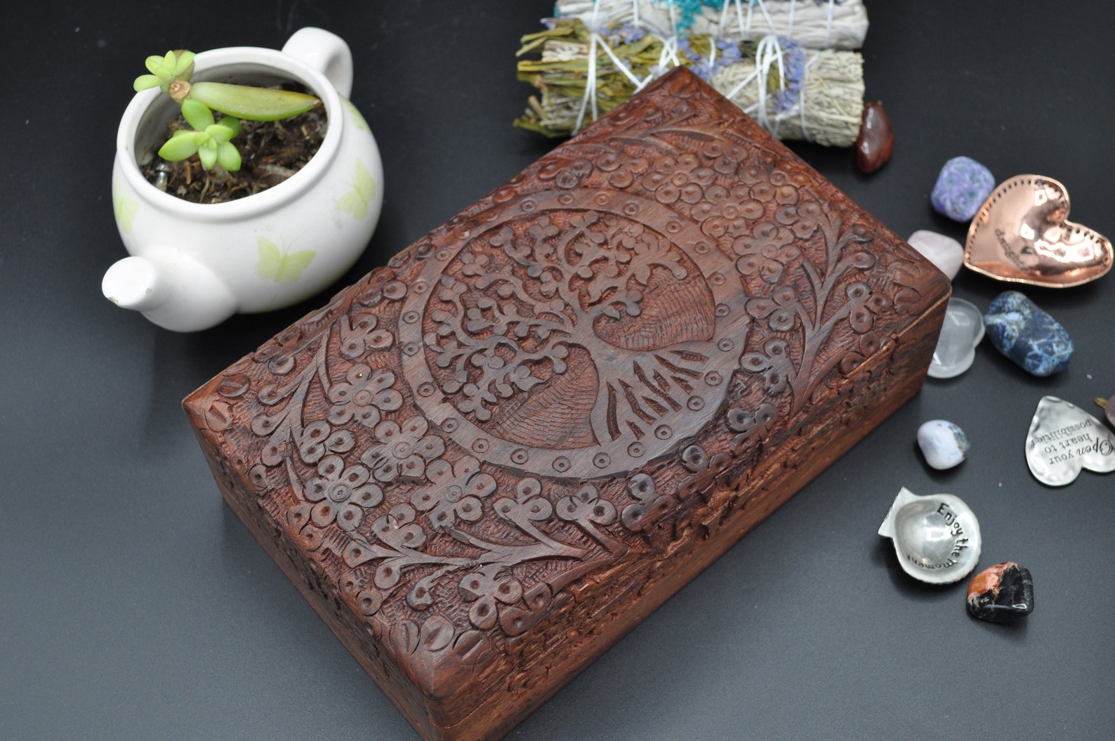 Tree of Life Wooden Box-hand Carved Wood Box-keepsake - Etsy
