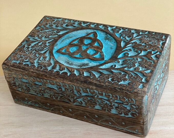 Triquetra Wooden Box-altar Box-hand Carved Wood Box-keepsake Storage ...