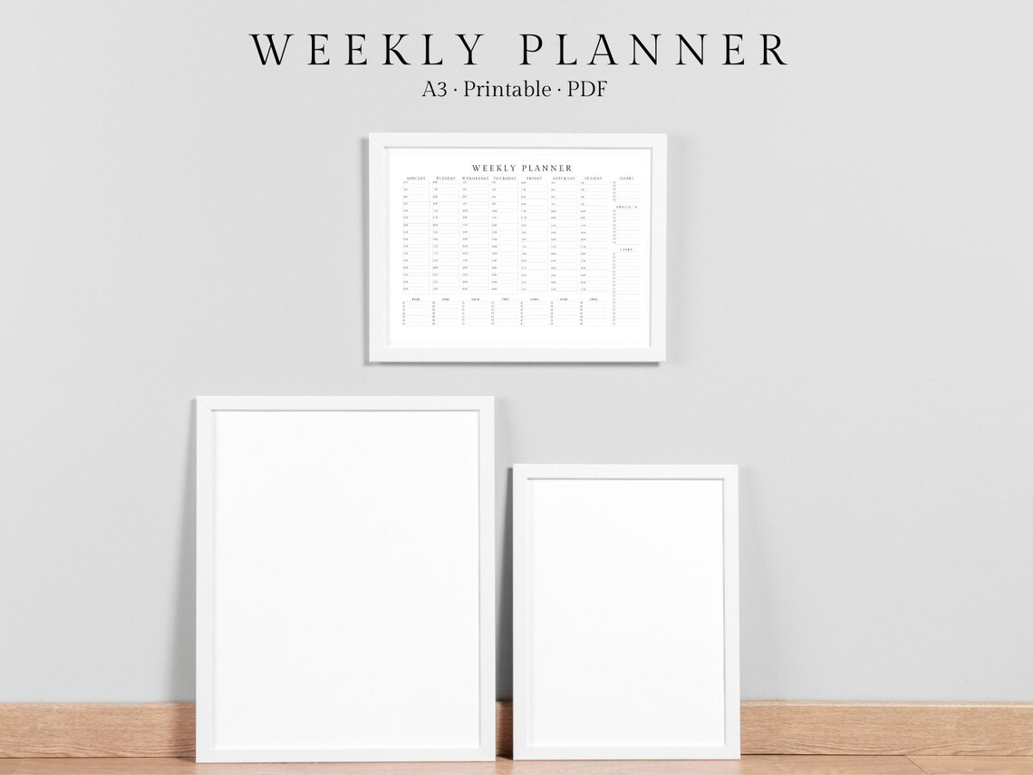 Weekly Planner, A3 Printable, Productivity, Minimalist, Clean, Elegant ...