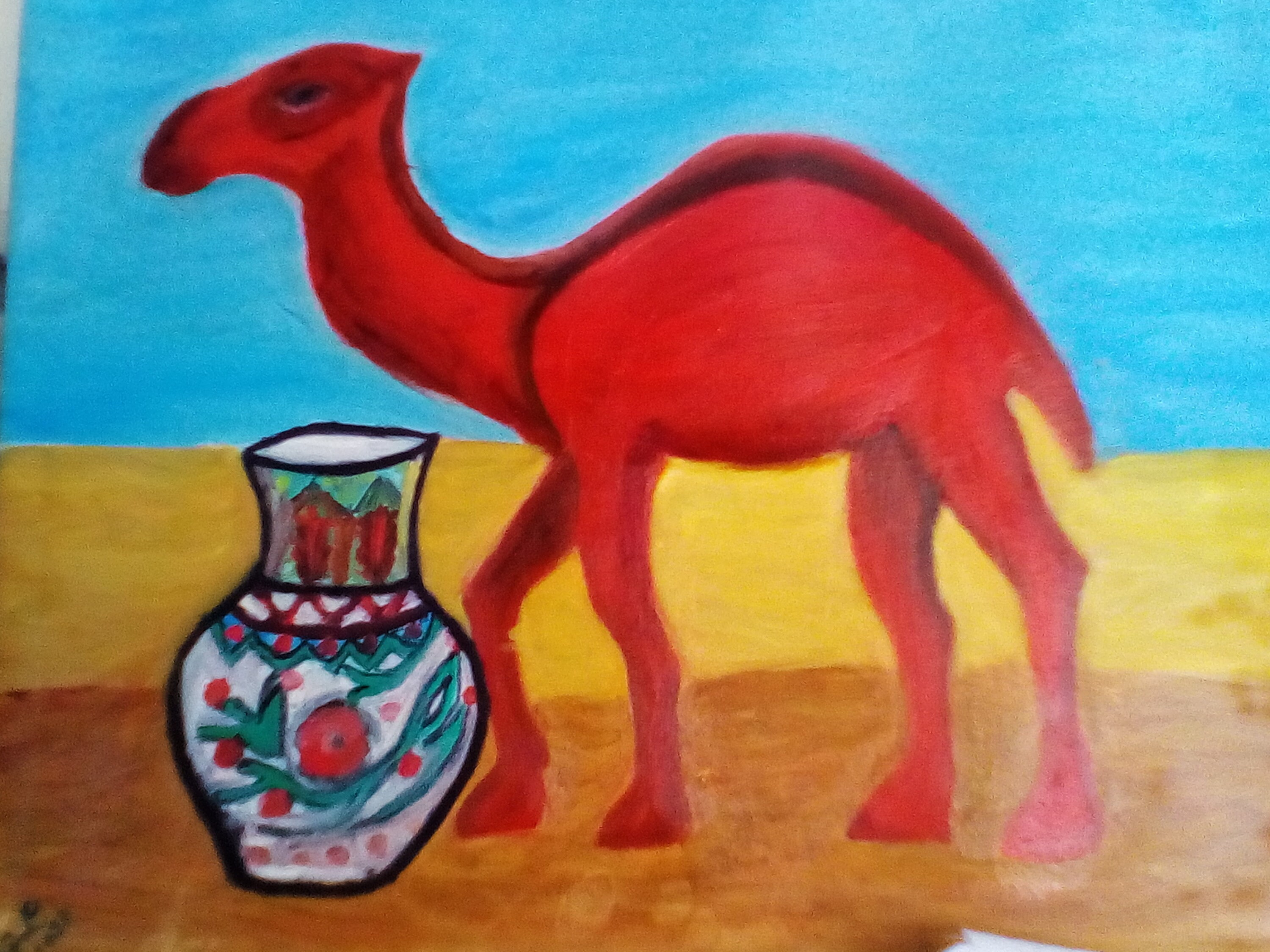 Red Camel Enjoying Desert With Ceramic Vase Signed א.קטן - Etsy