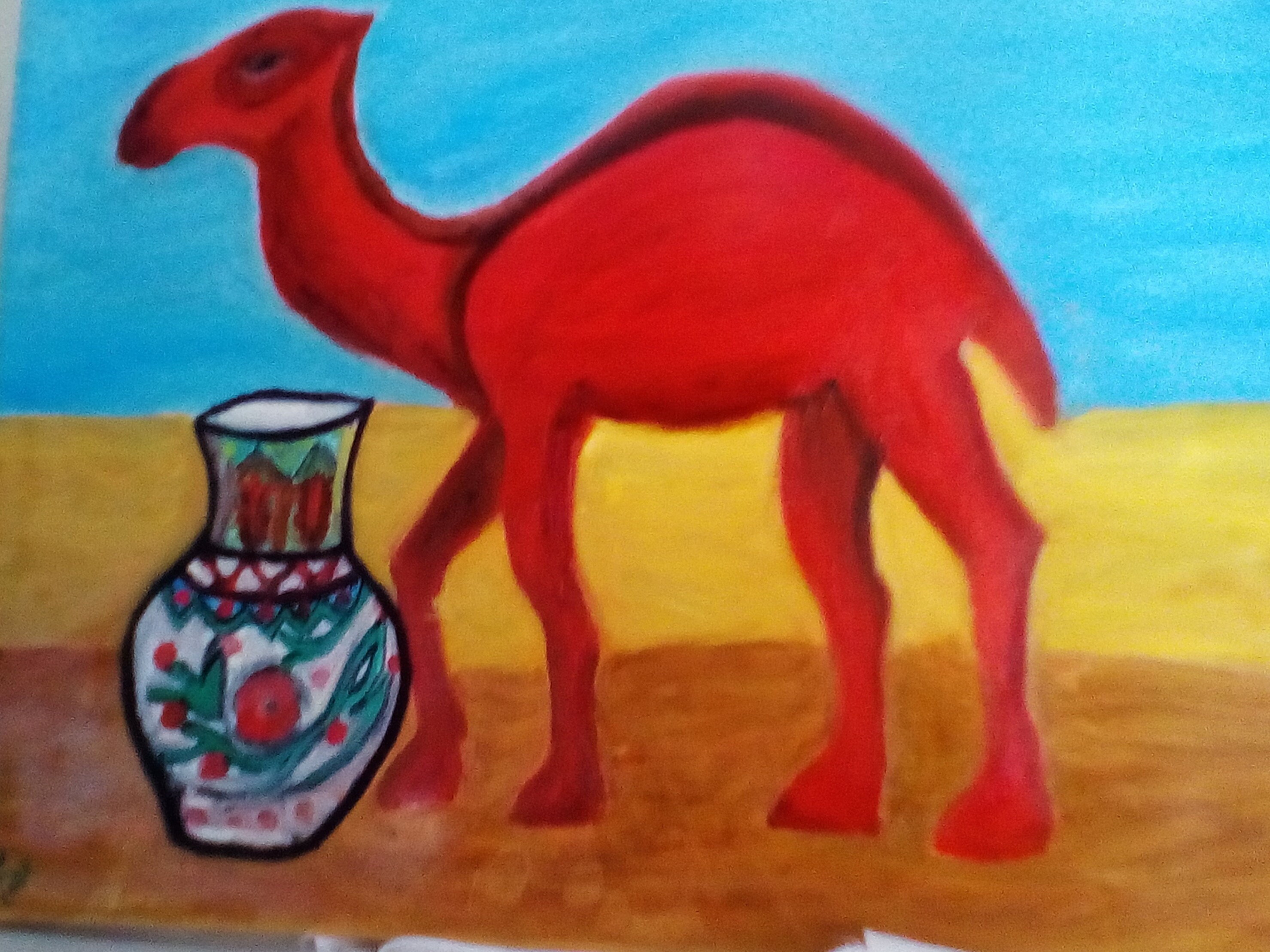 Red Camel Enjoying Desert With Ceramic Vase Signed א.קטן - Etsy
