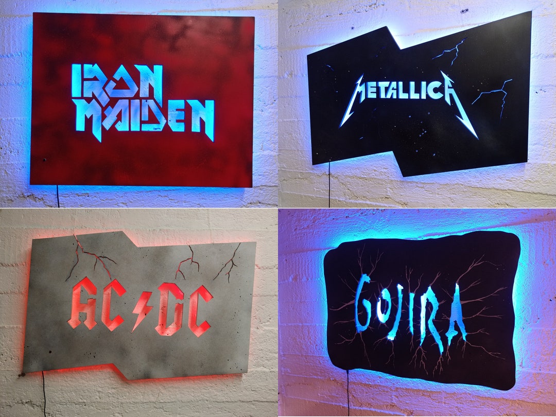 Metal Bands - Logos, Wall Decos With Led-lights - Etsy