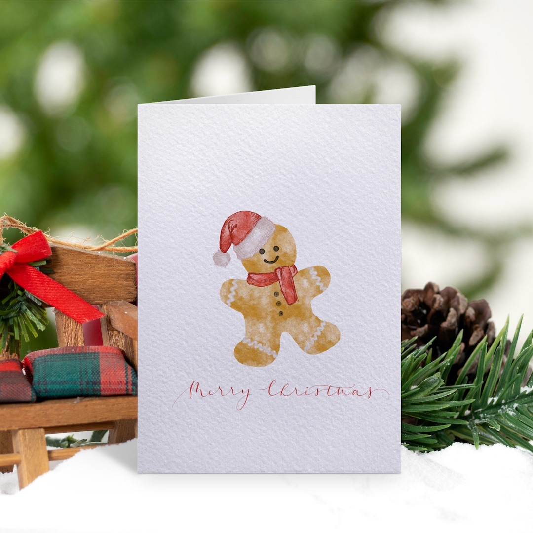 Jolly Gingerbread Man Christmas Card, Cute Christmas Card, Gingerbread ...