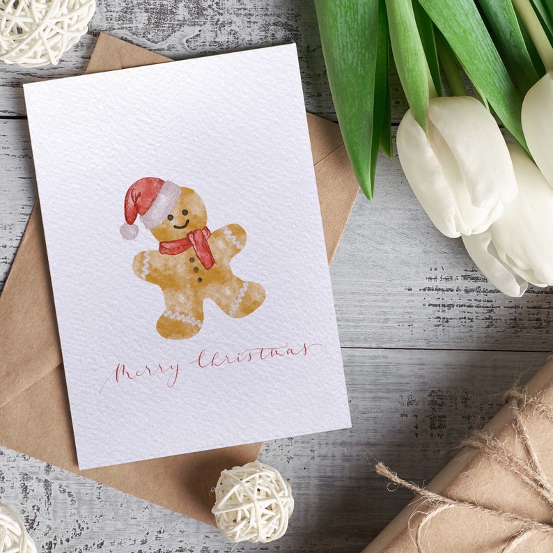 Jolly Gingerbread Man Christmas Card, Cute Christmas Card, Gingerbread ...