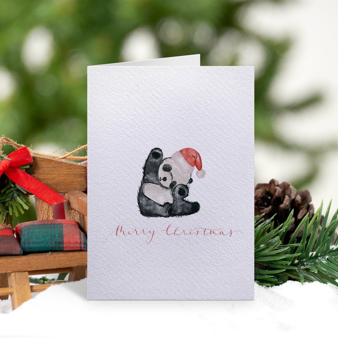 Jolly Panda Christmas Card Panda Card Panda Greeting Card | Etsy