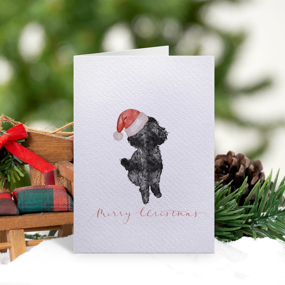 Jolly Poppy Poodle Christmas Card, Poodle Christmas, Cards for Dog ...