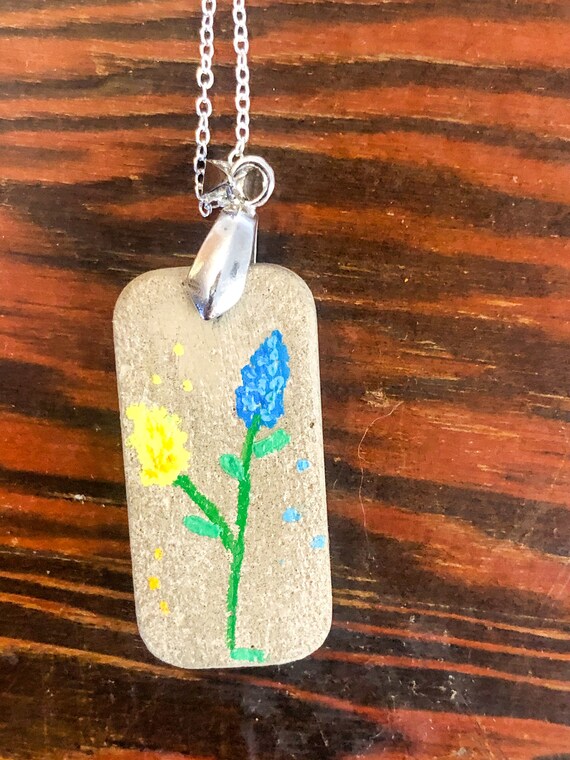 Collar de jacinto azul y amarillo collar de hormigón joyería | Etsy