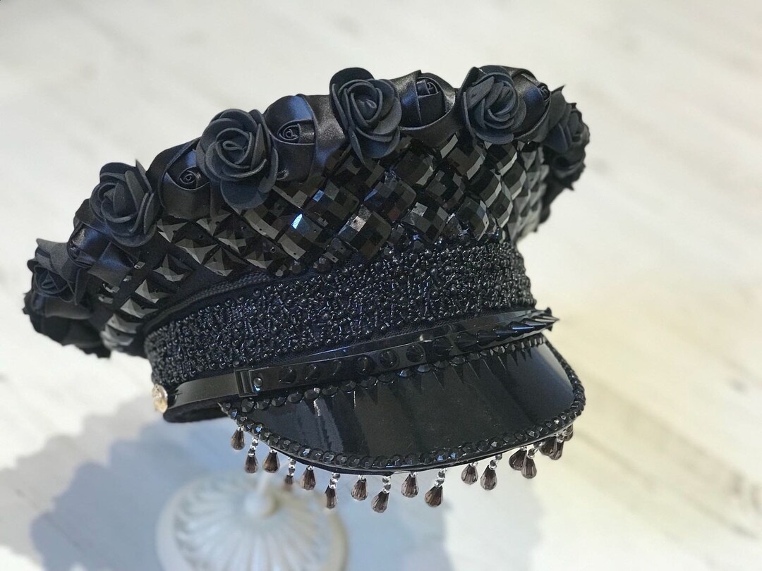 Black Military Vintage Hat Rose Crown - Etsy