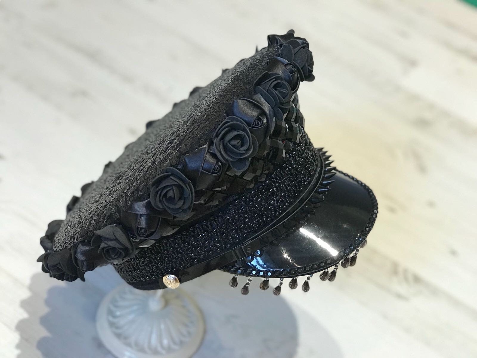 Black Military Vintage Hat Rose Crown - Etsy