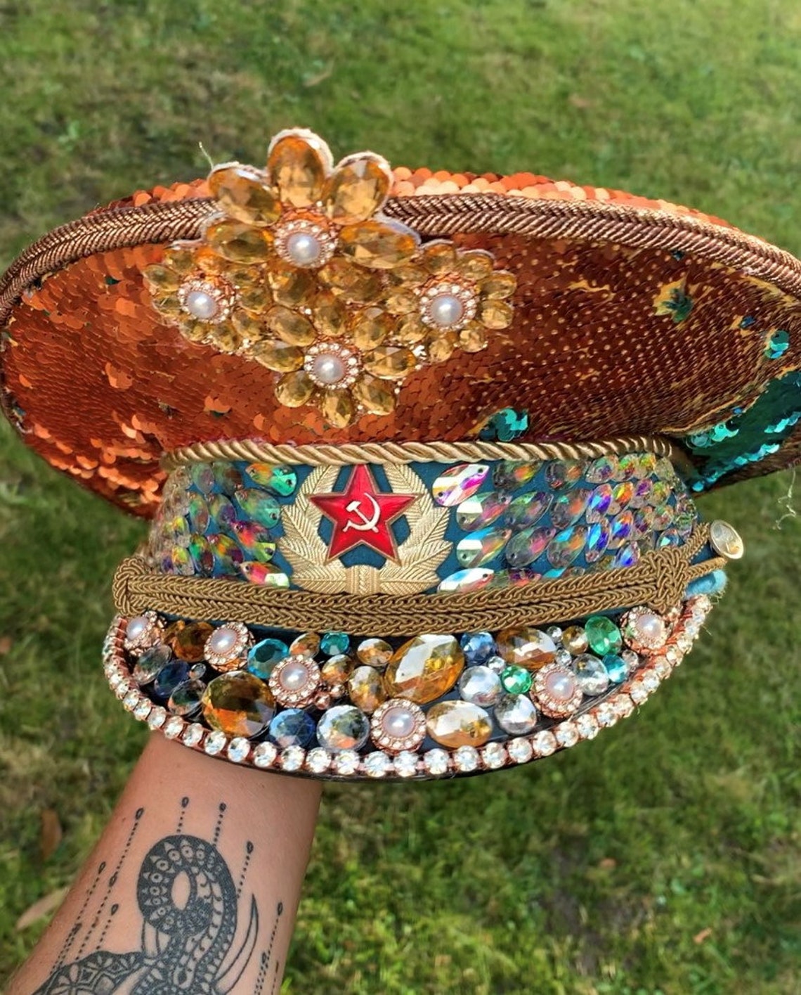 Crystals Military Ukraine Vintage Hat in Copper - Etsy