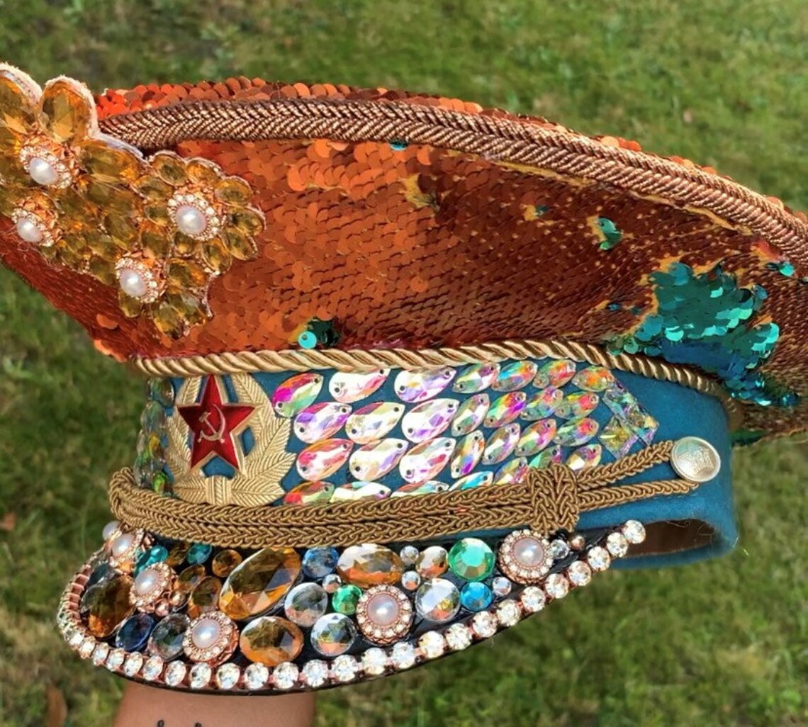 Crystals Military Ukraine Vintage Hat in Copper - Etsy