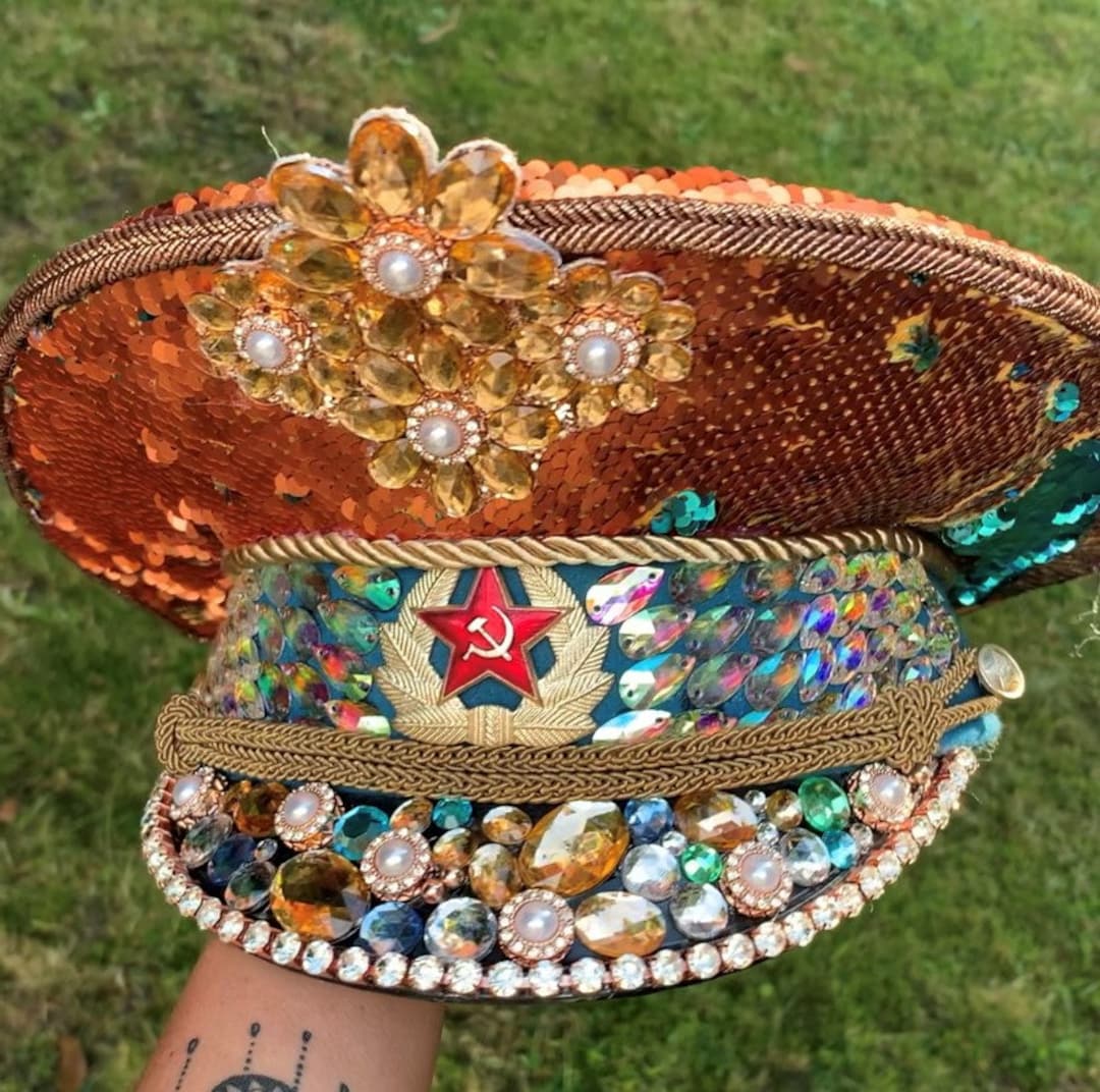 Crystals Military Ukraine Vintage Hat in Copper - Etsy