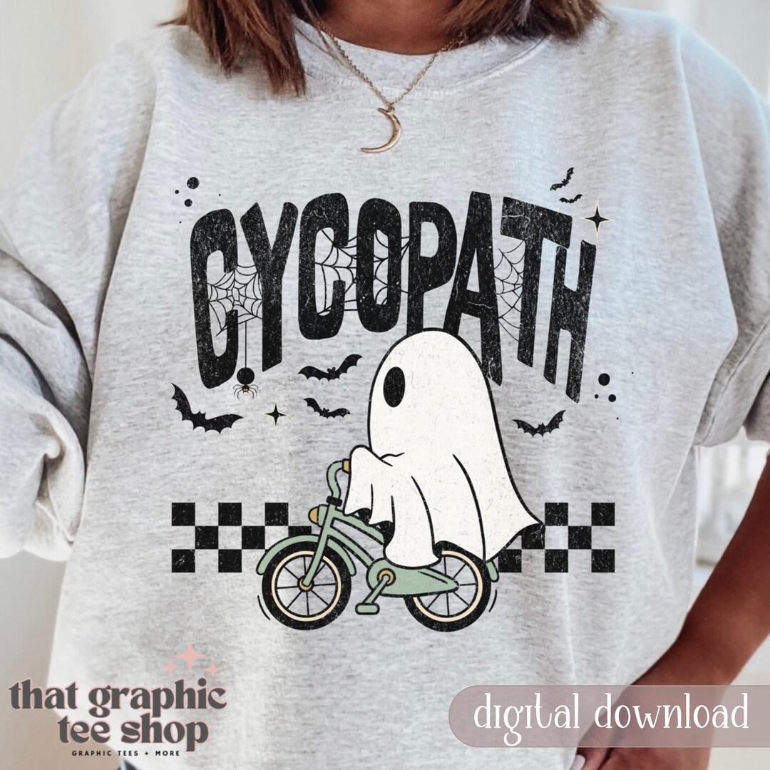 Cycopath Halloween PNG, Retro Ghost Riding Bicycle, Spooky Season ...