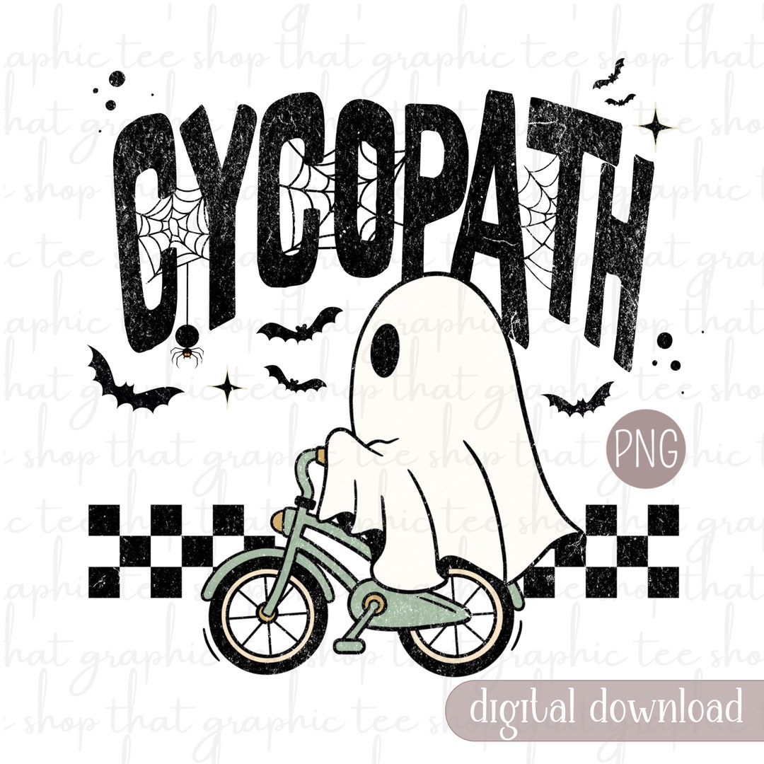 Cycopath Halloween PNG, Retro Ghost Riding Bicycle, Spooky Season ...