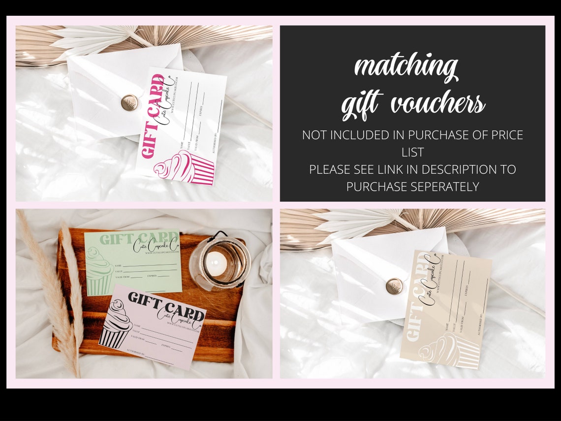 Cupcake Business Price List Template Bakery Price List Editable Price ...