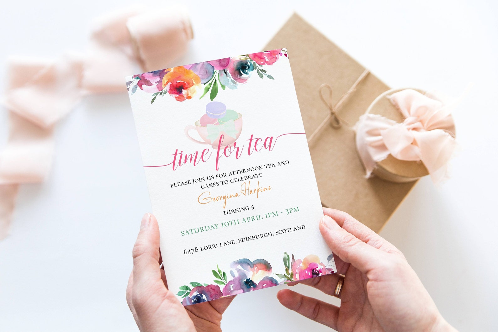 Editable High Tea Party Invitation Template Afternoon Tea Invitation ...