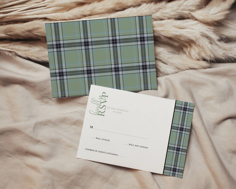 Scottish Wedding Invitation Set Template, Tartan Wedding Invitation ...