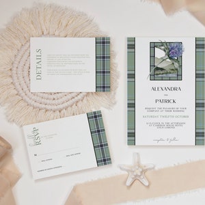 Scottish Wedding Invitation Set Template, Tartan Wedding Invitation ...